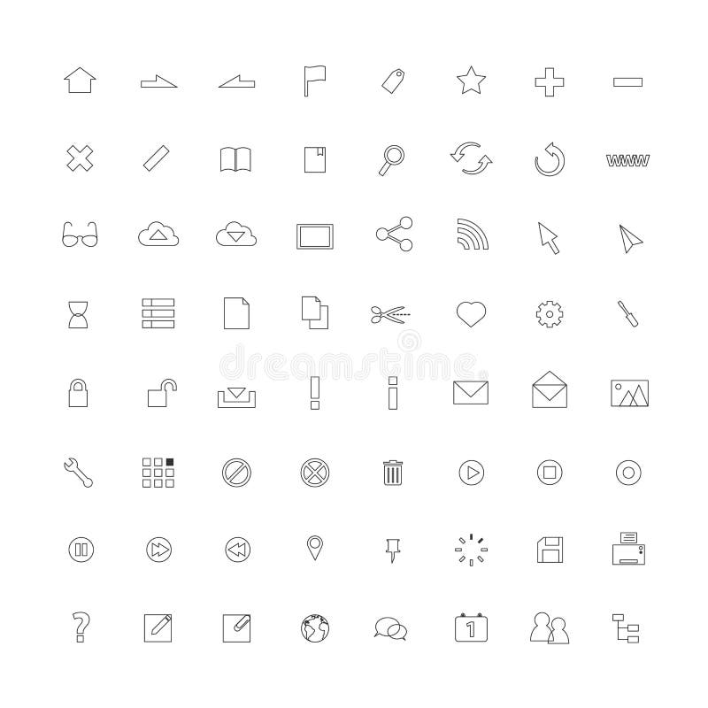 Web Line Icon Set. Universal Thin Icons Stock Vector - Illustration of ...