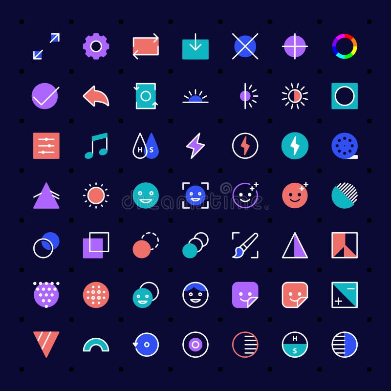 Thin Line Image Editing Illustration Icons Stock Vector - Illustration ...