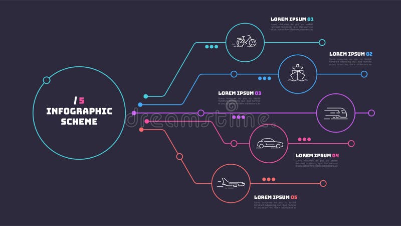 Thin Line Infographic Scheme with 5 Options. Vector Template for Stock ...