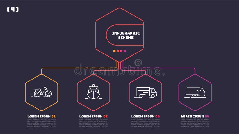 Thin Line Infographic Scheme with 4 Options. Vector Template for Web ...
