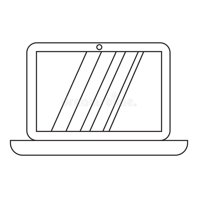 Thin line laptop stock vector. Illustration of flat - 257946659