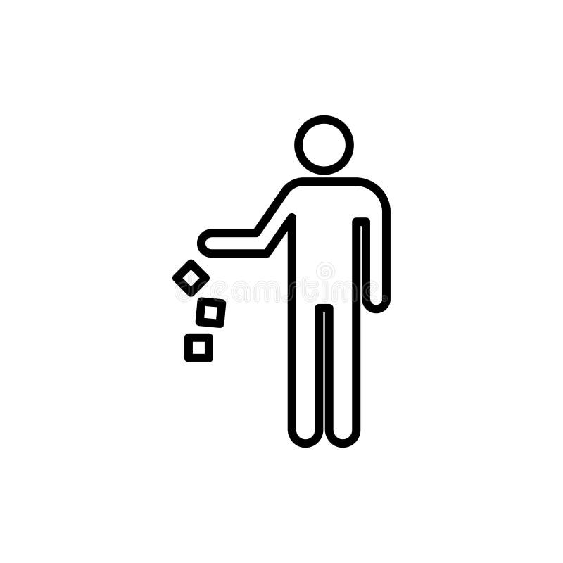 Line Littering Man Icon on White Background Stock Illustration ...