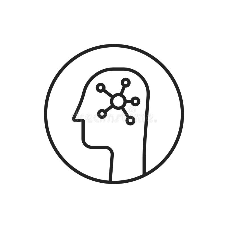 Thin Line Mind Map in Head Like Cognitive Function Stock Vector ...