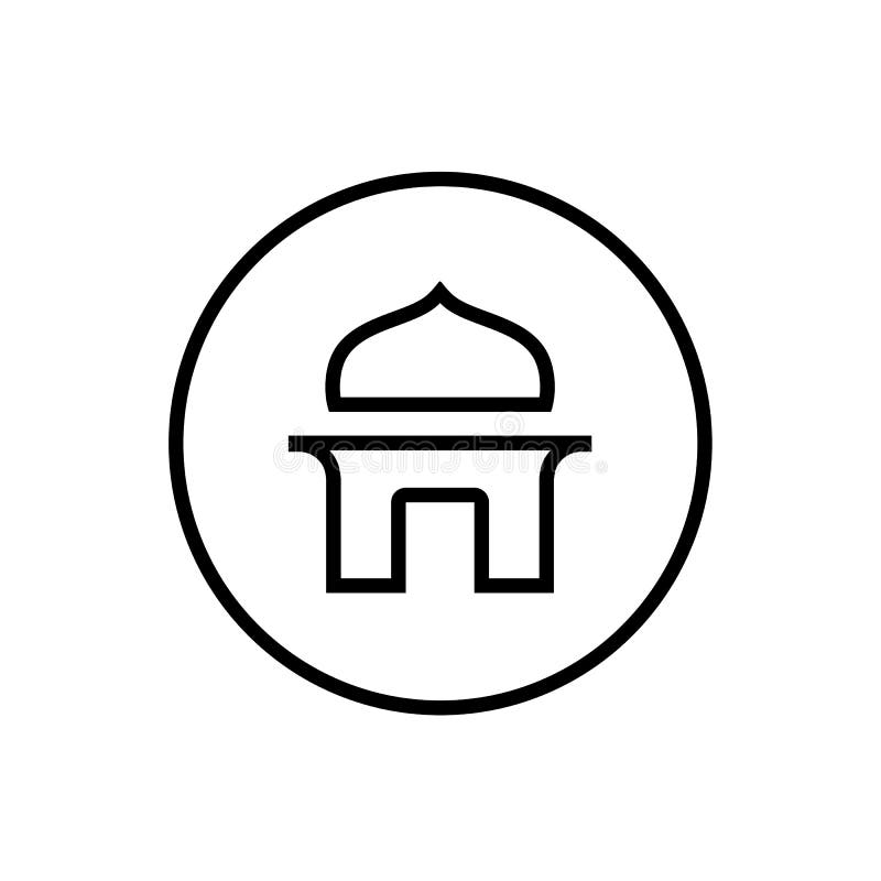 Mosque or Mushola Symbol, Masjid and Blue Circle Shape Icon, Simple ...