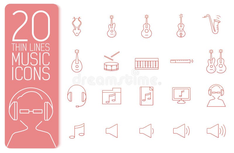 Thin Line Music Set Icons Concept. Vector Stock Vector - Illustration ...