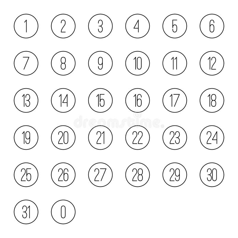 Numbers, Calendar Font on White Background Stock Illustration ...