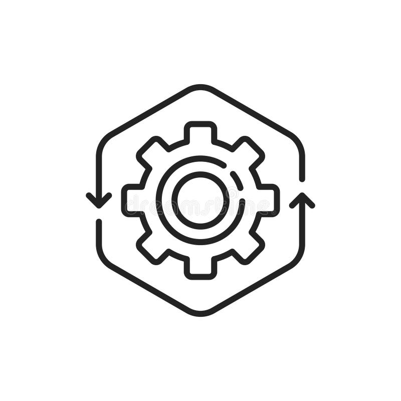Thin Line Operation Easy Process with Gear Wheel Stock Vector ...