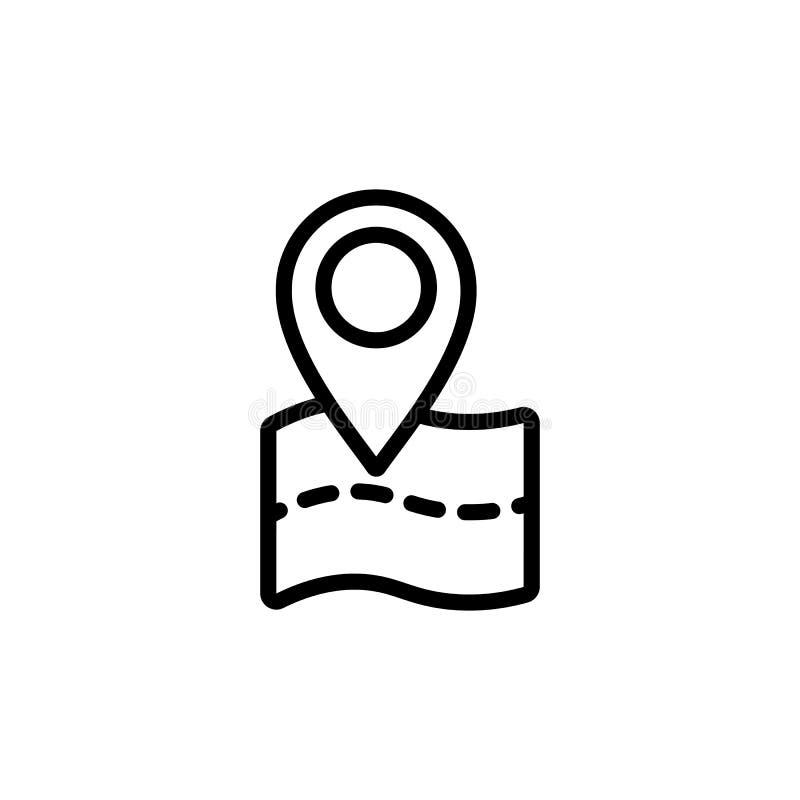 Line Pin Point, Location Icon on White Background Stock Illustration ...