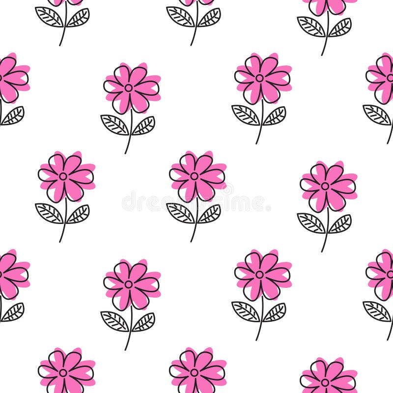 Thin Line Pink Flower Vector Pattern Stock Illustrations – 729 Thin ...