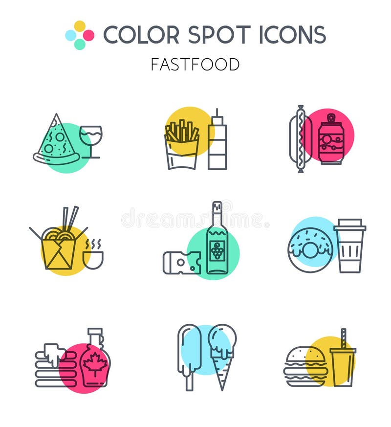 Thin Line Restaurant Menu Vector Icon Set. Stock Vector - Illustration ...