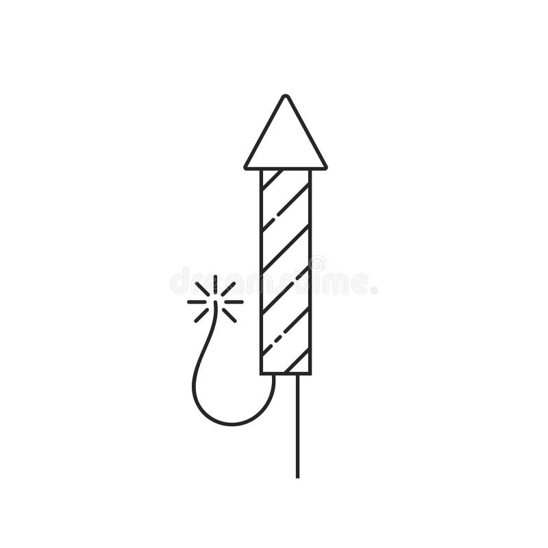 Thin Line Rocket for Firework Stock Vector - Illustration of outline ...