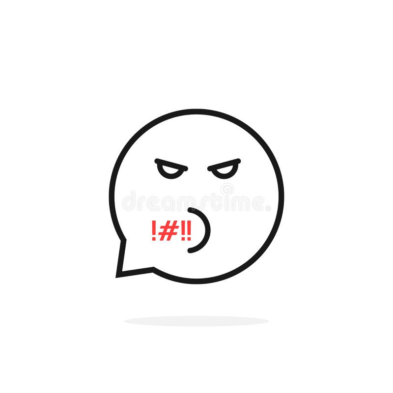 Rude Thin Line Emoji Icon With Shadow Stock Vector Illustration Of