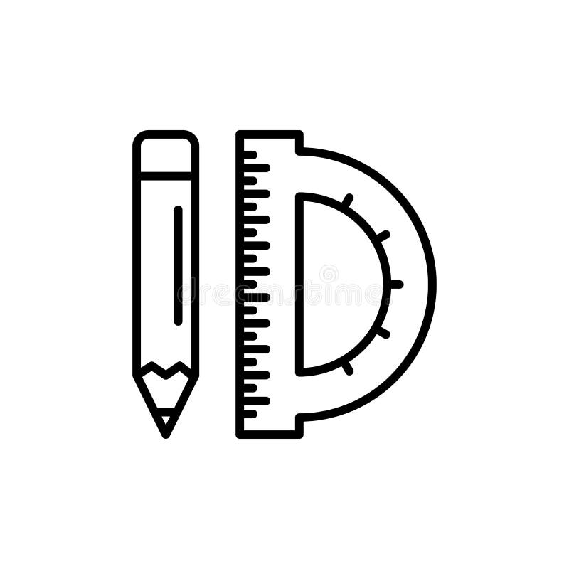 Ruler and Pencil Icon on White Background Stock Illustration ...