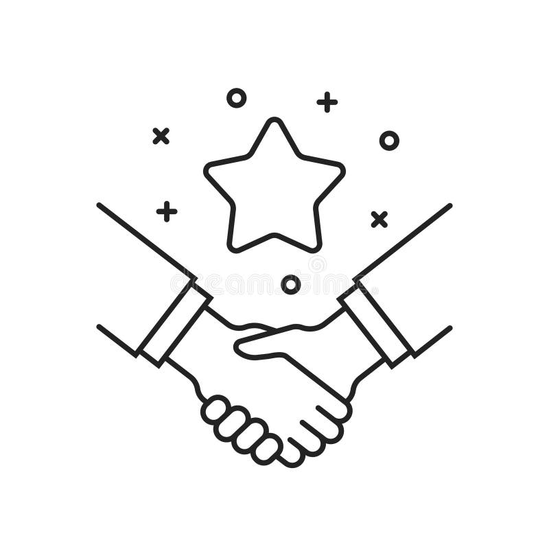 Thin Line Shakehand with Star Like Partn Stock Vector - Illustration of ...
