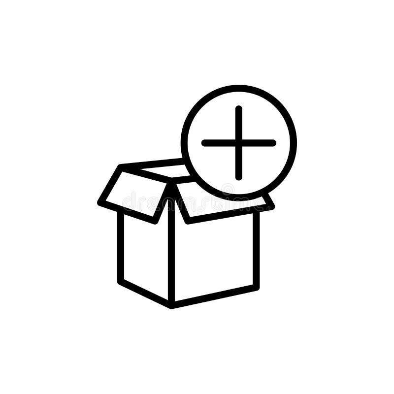 Thin Line Shipping Box Add Icon on White Background Stock Illustration ...