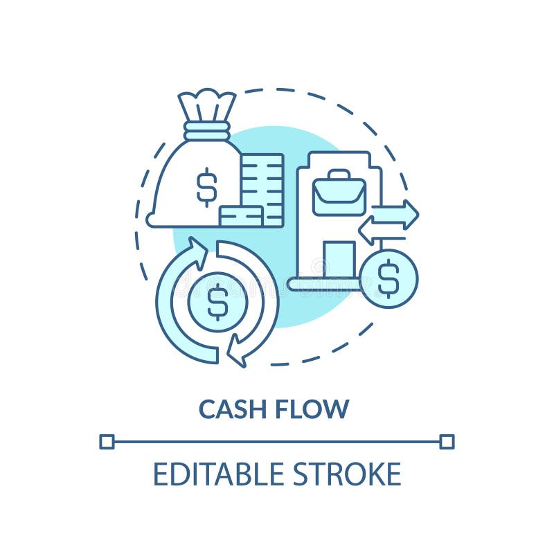 Thin Line Simple Blue Cash Flow Icon Concept Stock Illustration ...