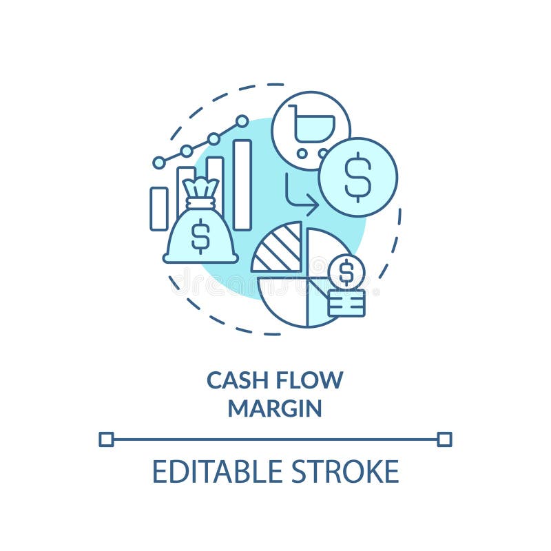 Thin Line Simple Blue Cash Flow Margin Icon Concept Stock Vector ...