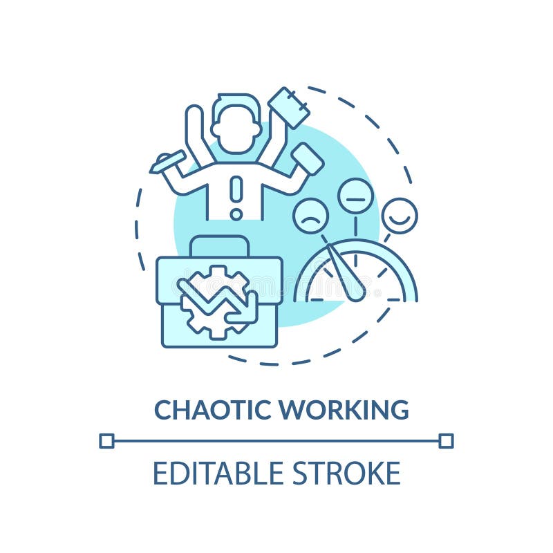 Thin Line Simple Blue Chaotic Working Icon Concept Stock Vector ...