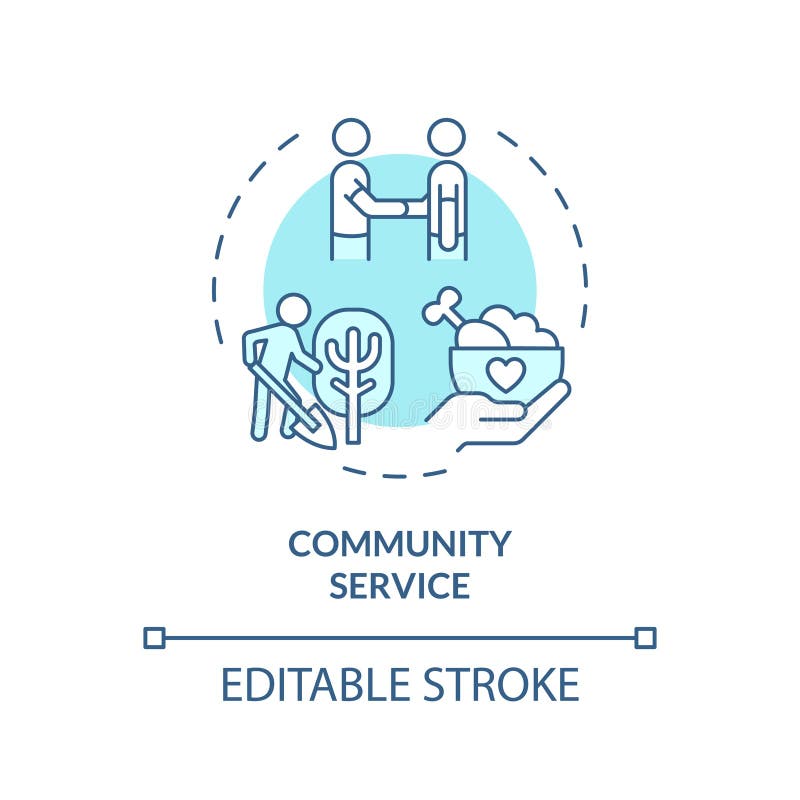 Thin Line Simple Blue Community Service Icon Concept Stock Illustration ...
