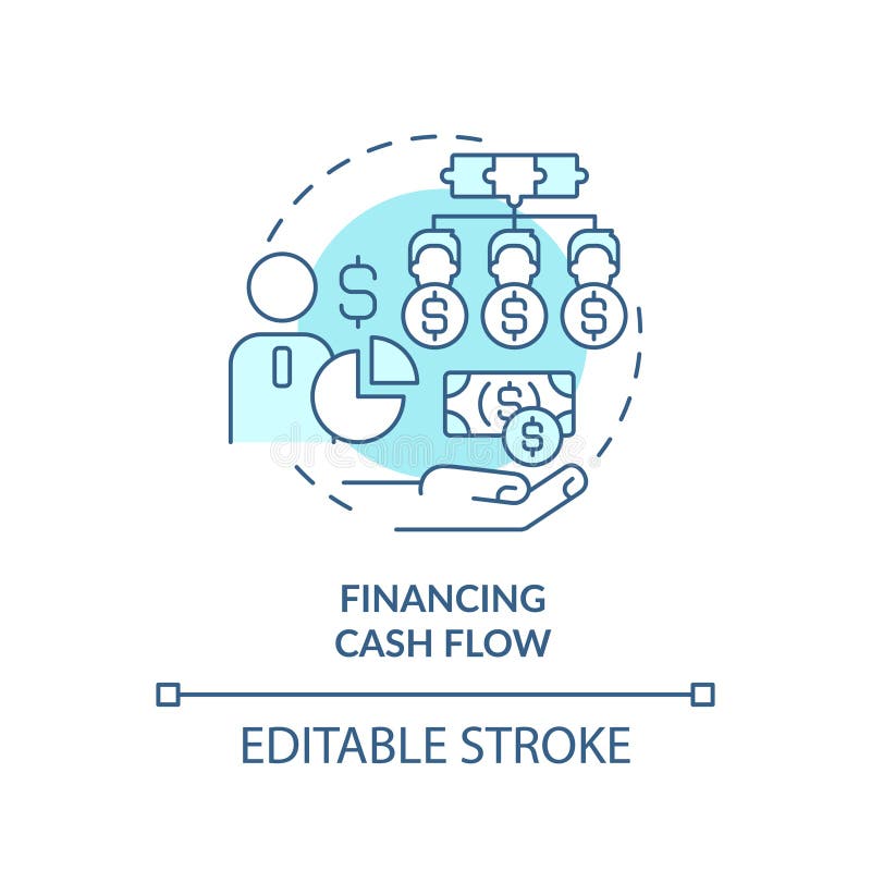 Thin Line Simple Blue Financing Cash Flow Icon Concept Stock ...