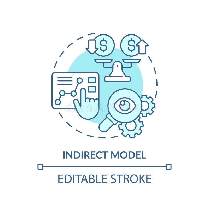 Thin Line Simple Blue Indirect Model Icon Concept Stock Illustration ...
