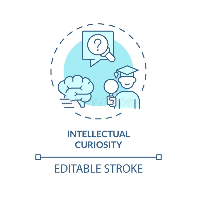 Thin Line Simple Blue Intellectual Curiosity Icon Concept Stock Vector ...