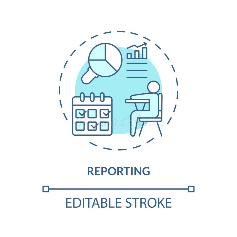 Thin Line Simple Blue Reporting Icon Concept Stock Vector ...