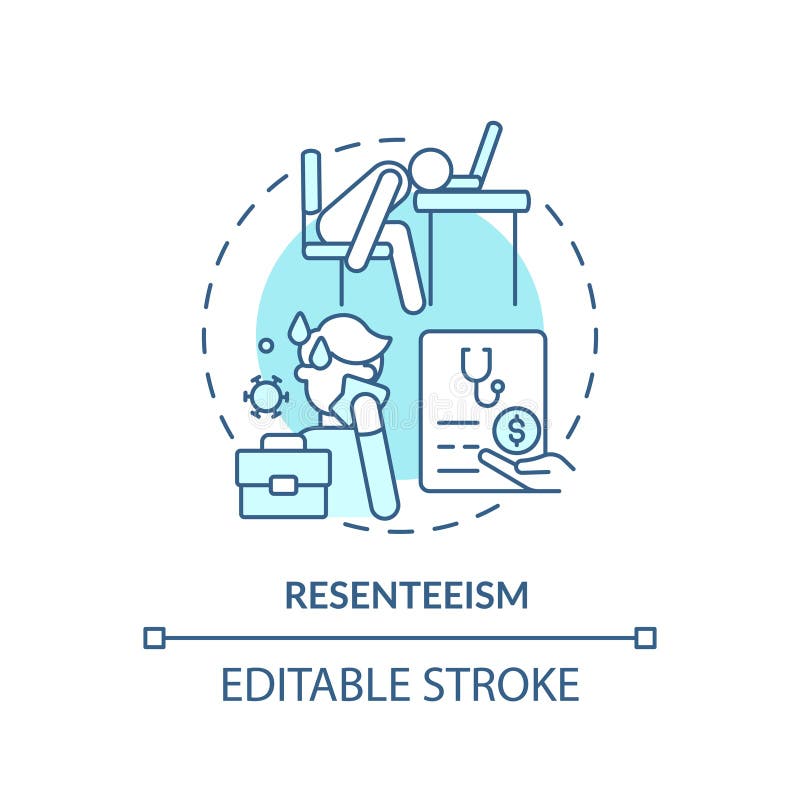 Thin Line Simple Blue Resenteeism Icon Concept Stock Vector ...