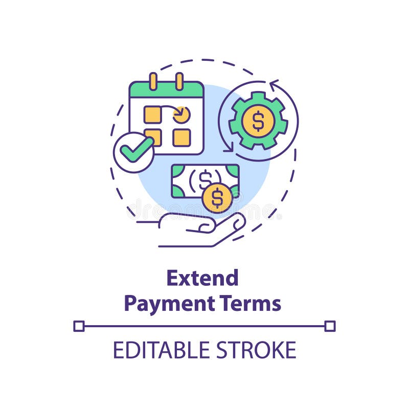 Thin Line Simple Colorful Extend Payment Terms Icon Concept Stock Vector - Illustration of ...