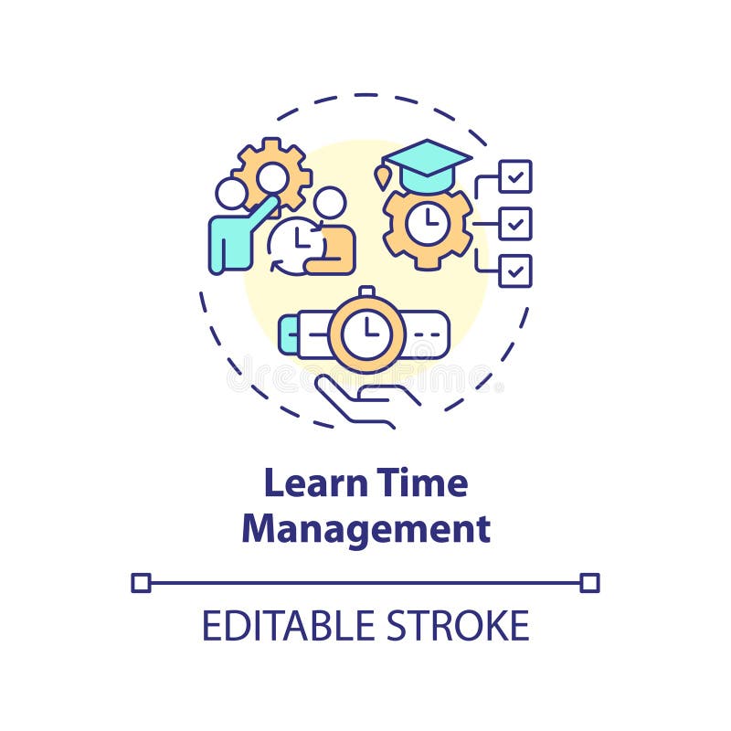 Thin Line Simple Colorful Learn Time Management Icon Concept Stock ...