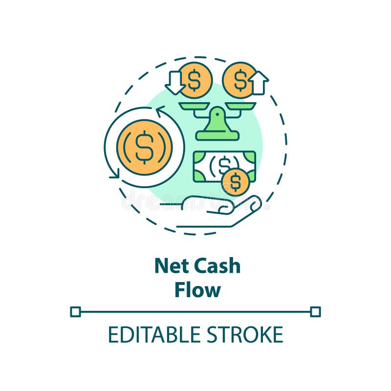 Thin Line Simple Colorful Net Cash Flow Icon Concept Stock Vector ...