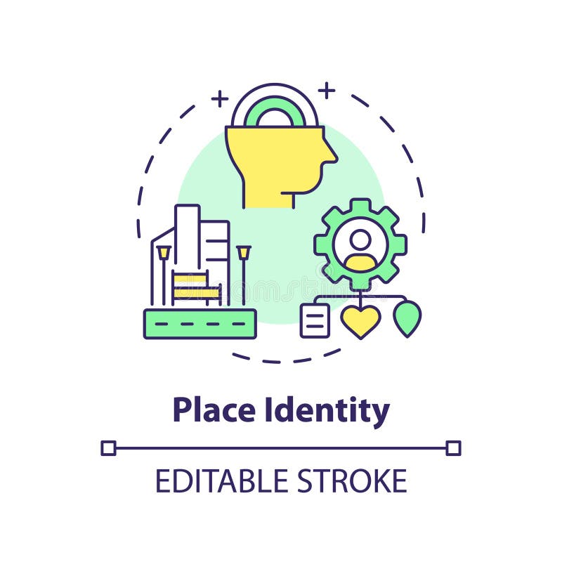 Thin Line Simple Colorful Place Identity Icon Concept Stock Vector ...