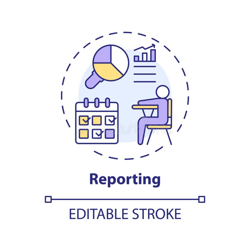 Thin Line Simple Colorful Reporting Icon Concept Stock Vector ...