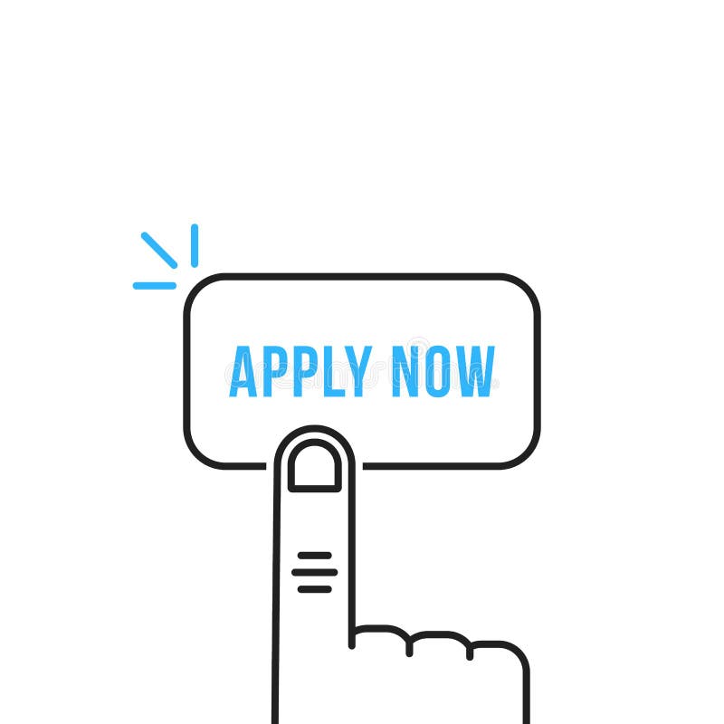 Thin Line Simple Hand on Apply Now Stock Vector - Illustration of ...