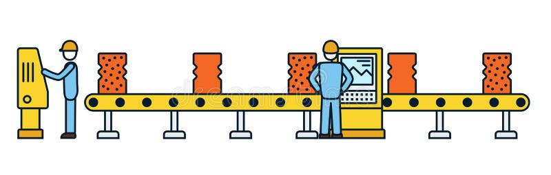 Thin Line Style Assembly Line. Stock Vector - Illustration of industry ...