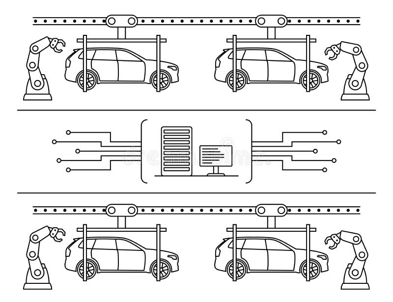 Thin Line Style Assembly Line Stock Illustrations – 484 Thin Line Style ...