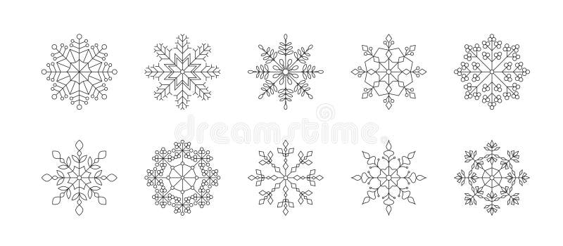 Thin Line Style Snowflakes stock vector. Illustration of white - 336123719