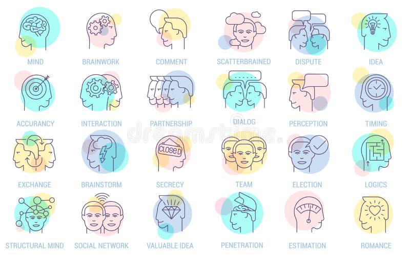 Thin Line Vector Brainstorming Business Icon Set. Stock Vector ... Thin Line Vector Brainstorming Business Icon Set. Stock Vector ...