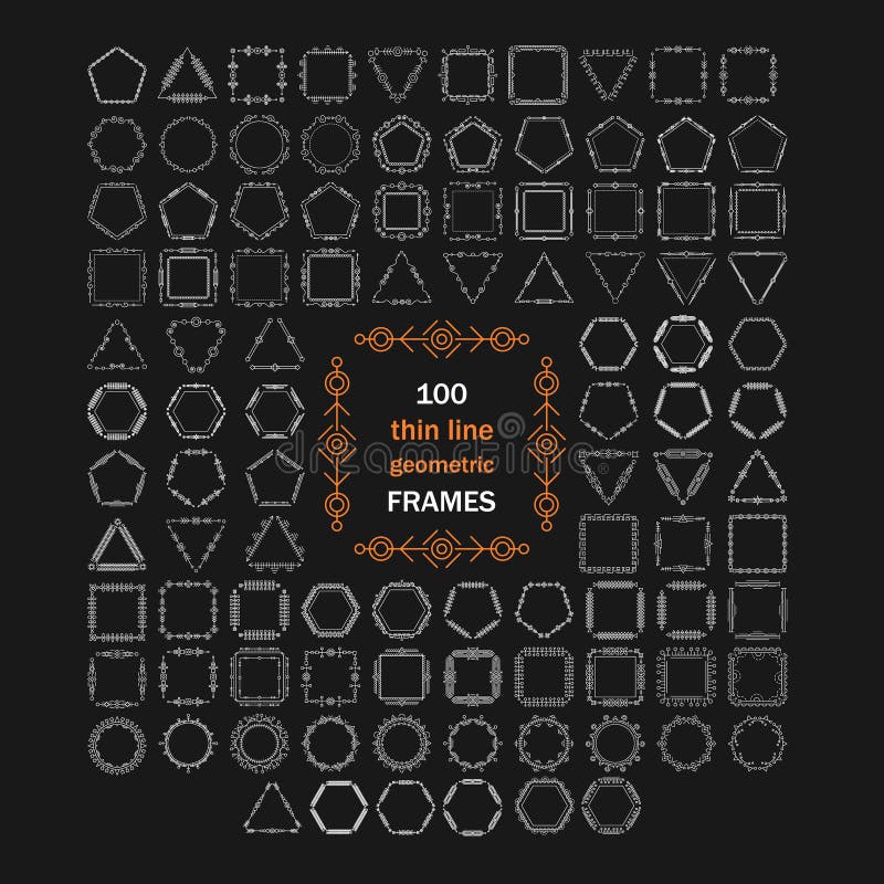 Thin Line Vector Modern Geometric Frames. Stock Vector - Illustration ...