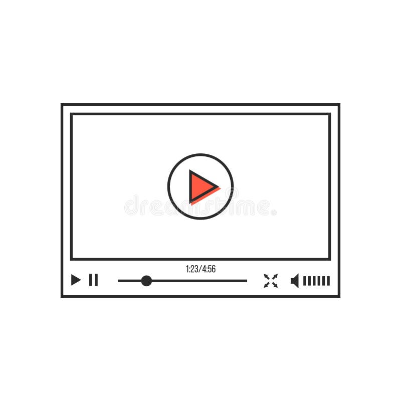 Thin Line Video Player Interface Stock Vector - Illustration of film ...