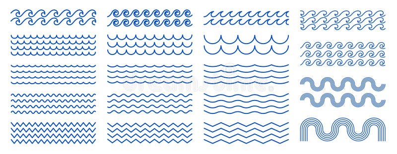 Thin Line Waves Vector Collection Stock Illustration - Illustration of ...
