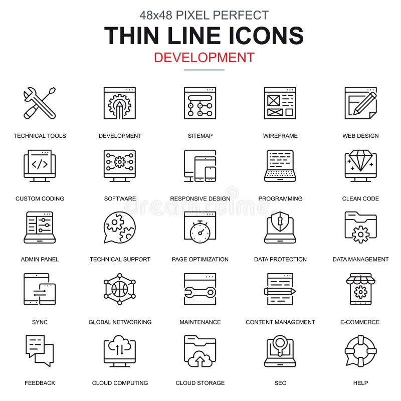 Thin Line Web Design and Development Icons Set for Website and Mobile Site and Apps. Stock ...