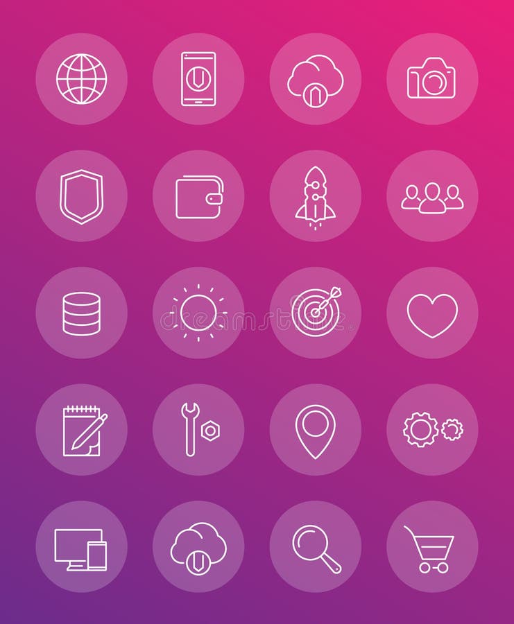 Thin line web icons pack stock vector. Illustration of process - 98938098