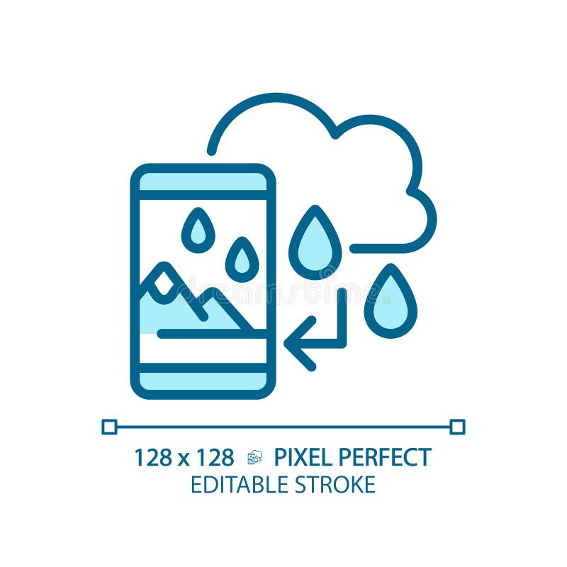 Thin Linear Blue Augmented Reality and Weather Forecast Icon Stock ...