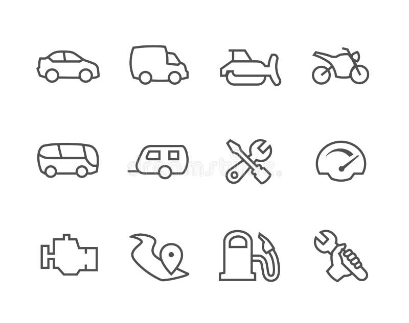 Thin lined Auto icons stock vector. Illustration of road - 39785579