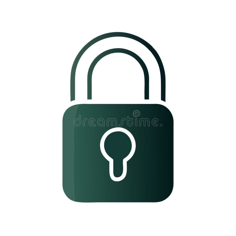 Thin-Lined Lock Icon in Dark Green Stock Vector - Illustration of thin ...
