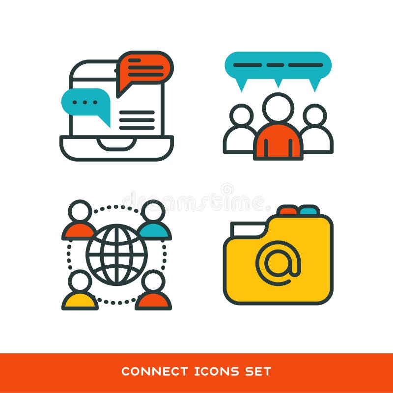 Thin Lines Connection Icon Outline of Big Data Center Group Cloud ...