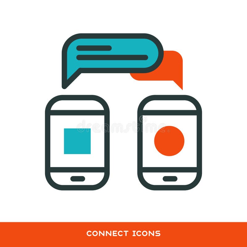 Thin Lines Connection Phone Icons Outline of Big Data Center Group ...