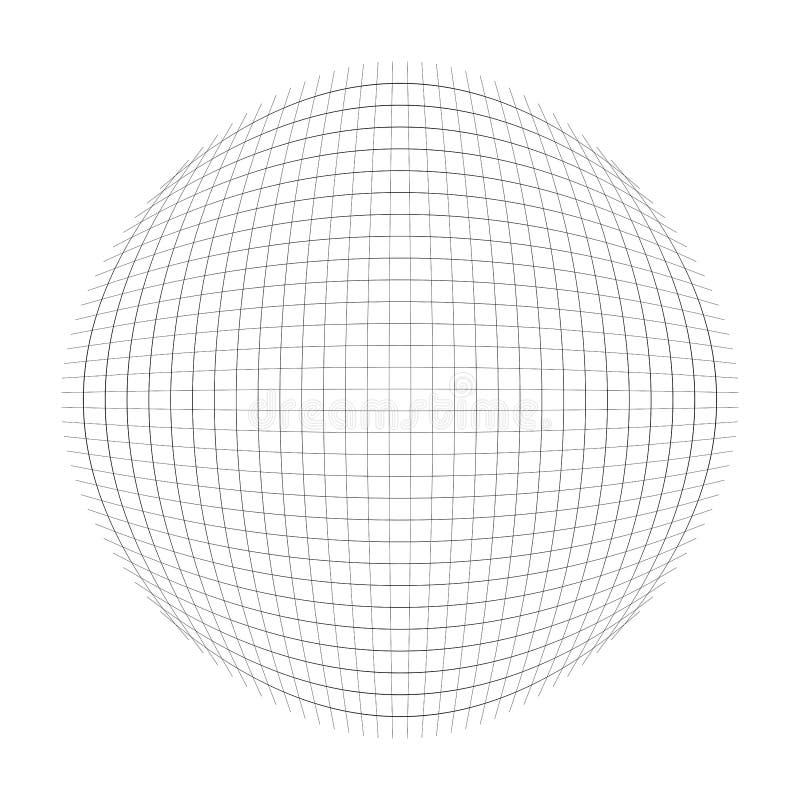 Thin Lines Globe, Sphere Lattice, Grating Pattern. Deformed Convex ...