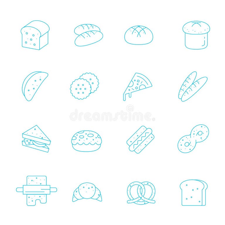 Thin Lines Icon Set - Bread and Bakery Stock Vector - Illustration of ...